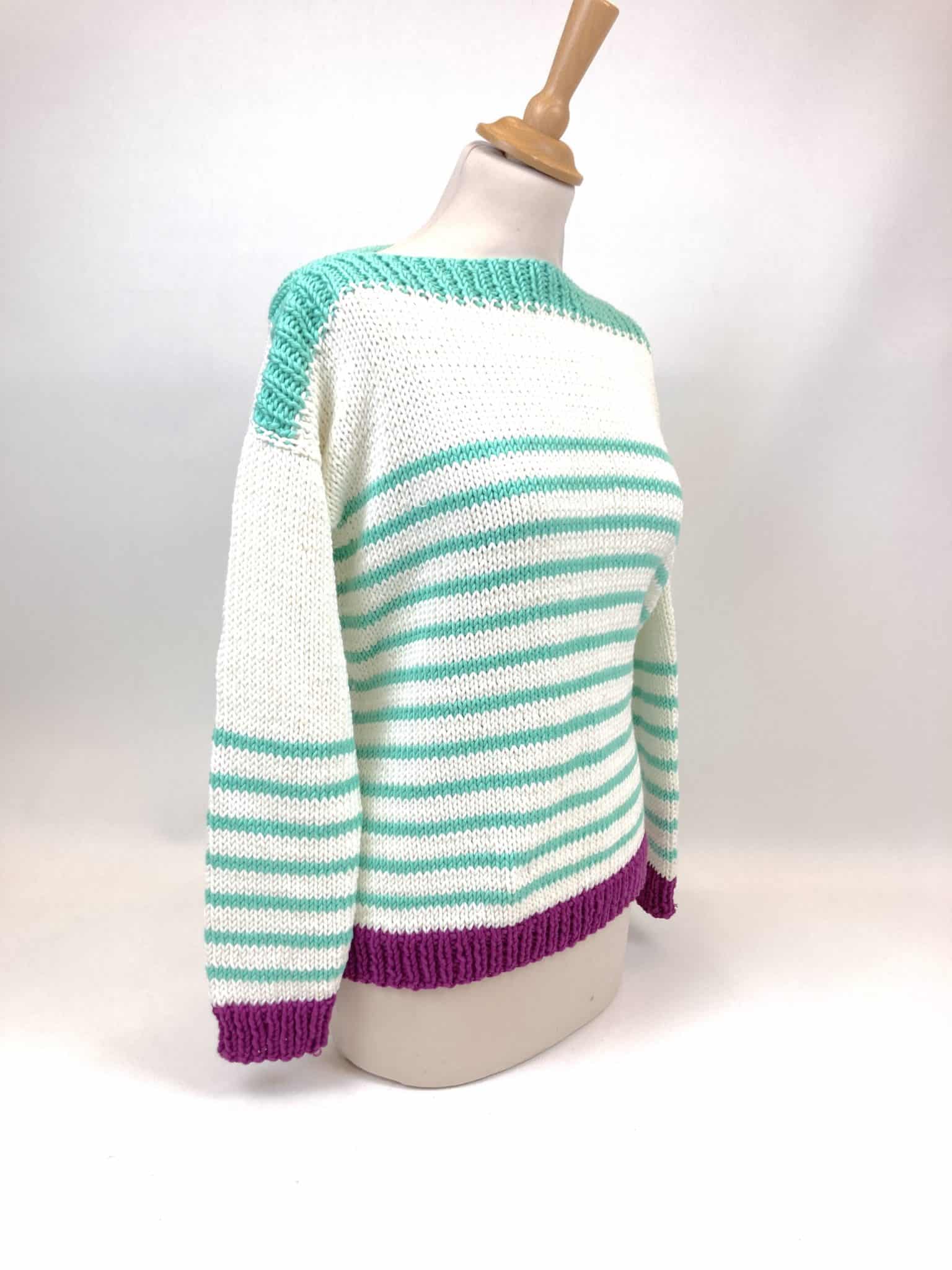 Tricot facile Pull marinière encolure bateau - Les aiguilles de Lulu